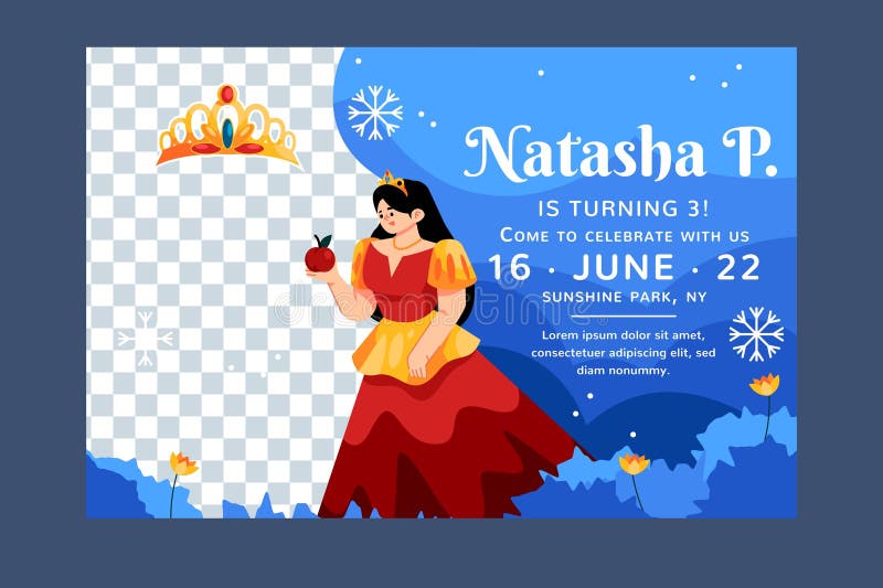 Snow White Birthday Invitation Template Vector Design Illustration ...