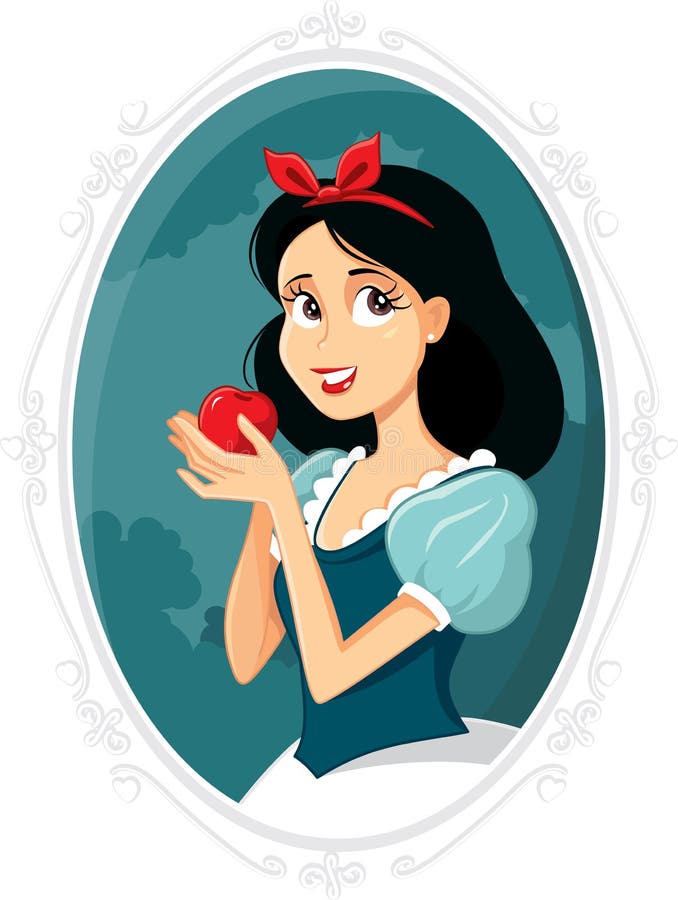 Snow White Holding Apple Vector Illustration Stock Vector ...