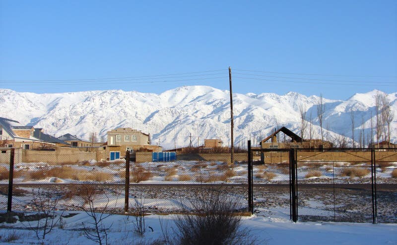Snow White Mountains in Balykchy Stock Image - Image of landscape, pass ...