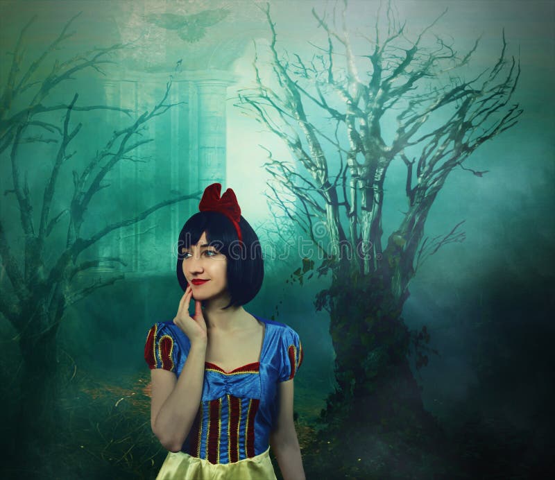 Snow White in the Mysterious Forest. Artistic Processing Stock Image ...