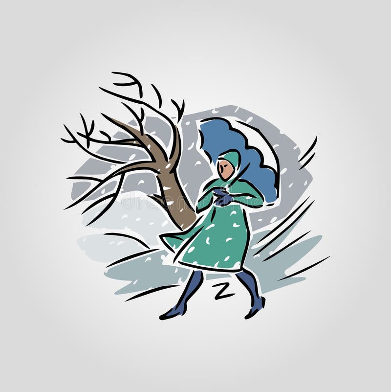 Wind and Snow Isolated Flat Vector Illustration Stock Vector ...