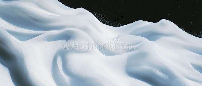 Snow with Wind Ripples Creates a Dynamic Texture Against a Solid Black ...