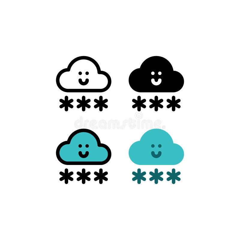 Snow in Winter Cute Cloud Weather Outline Icon, Logo, and Illustration ...