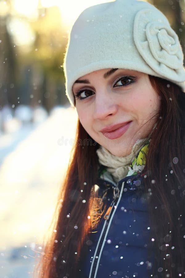 Snow Winter Portrait Female Stock Photo - Image of fashion, happy: 67057316
