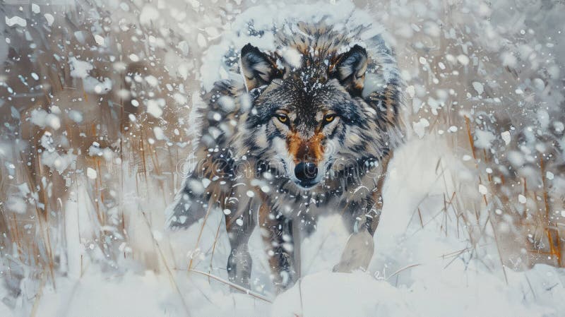 Snow wolf waling snowstorm stock illustration. Illustration of texture ...