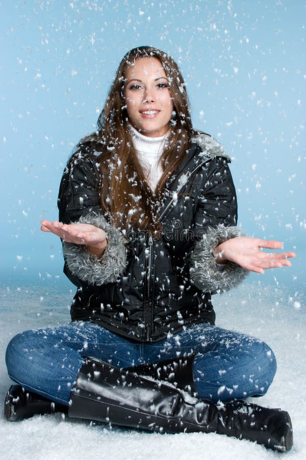 Snow Woman stock photo. Image of winter, falling, catching - 7065266