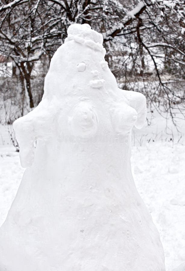 Snow woman in winter park stock image. Image of happiness - 23219263