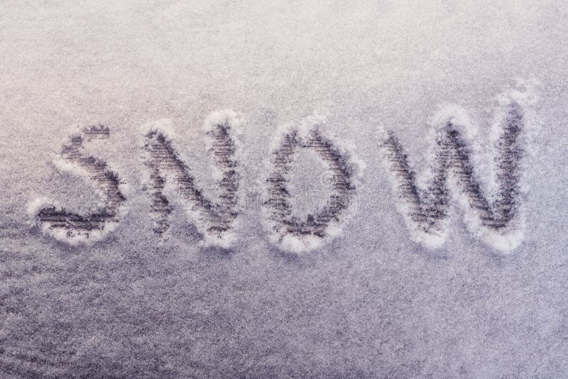 Snow written on a snow stock image. Image of winter - 112105185