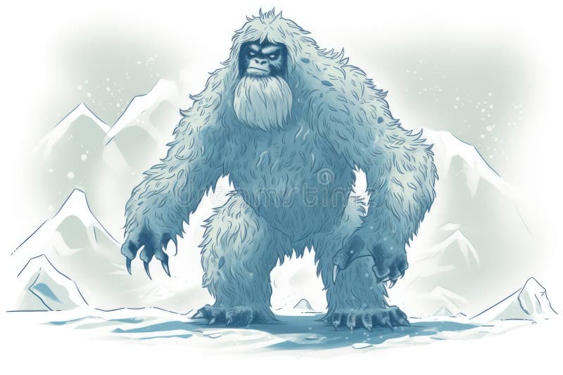 Snow Yeti and Mountains Covered in Snow, Created Using Generative Ai ...