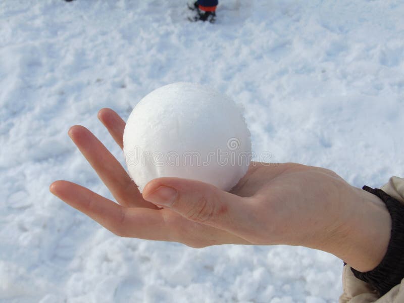 Snowball on a Bare Female Hand Stock Image - Image of food, leisure ...
