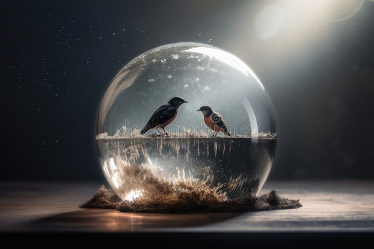Snowball with Birds Inside Created with Generative AI Technology Stock ...