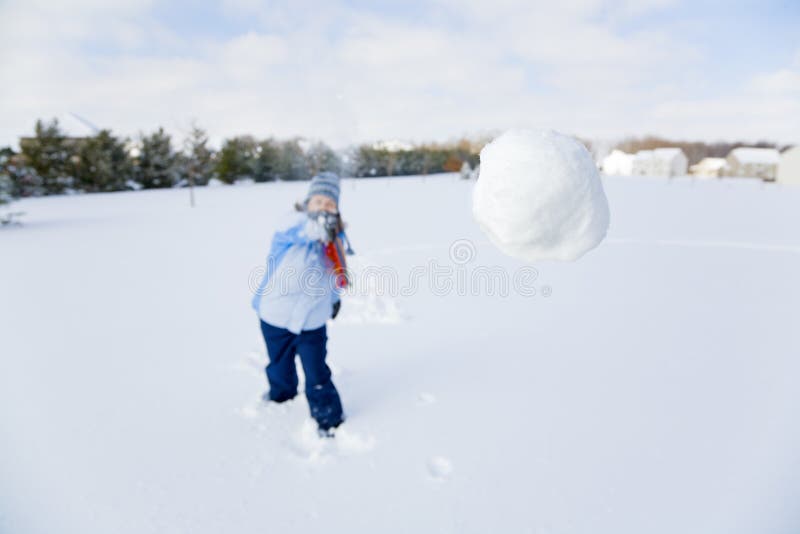 Snowball fight stock photo. Image of female, young, snow - 8177244