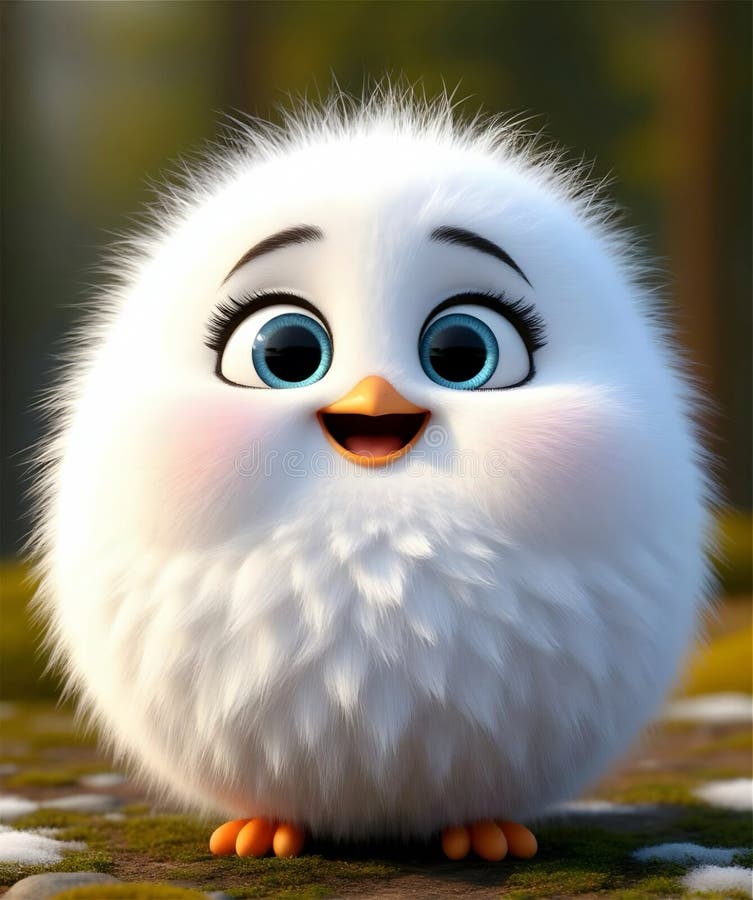 Snowball Fluffy White Feathers that are Soft and Cloud-like Smiling ...