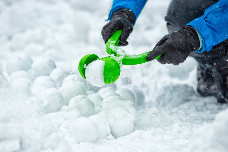 Snowball Game. Children Make Snowballs. Stock Image - Image of playtime ...