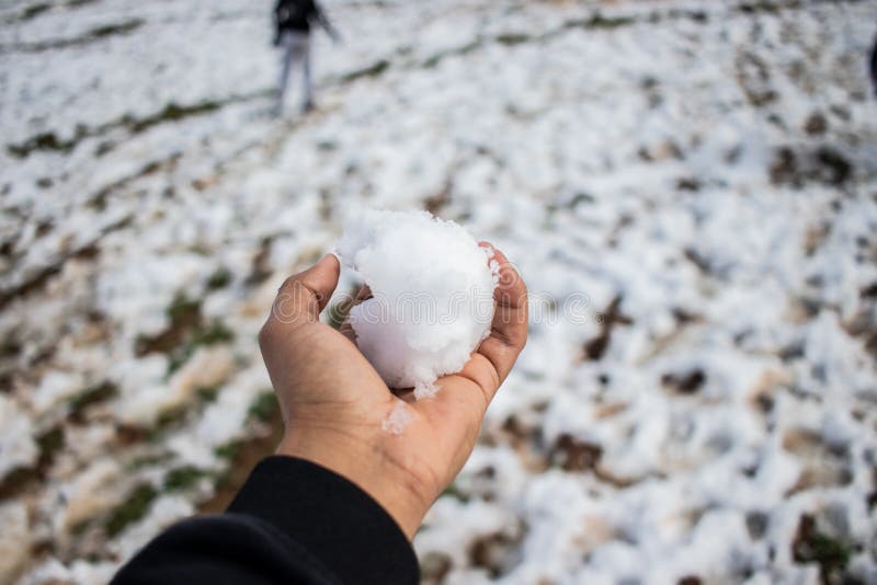 Snowball in hand stock photo. Image of hand, white, happy - 247137352