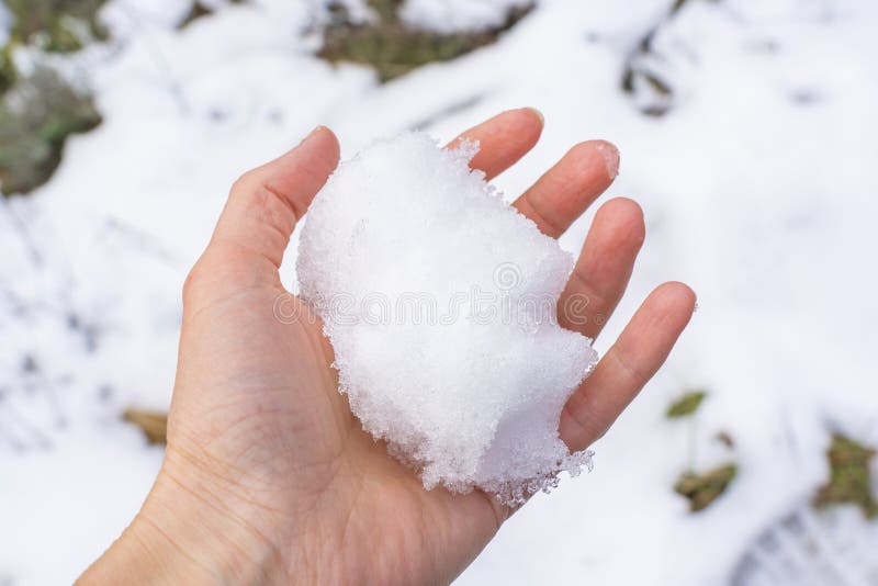 Snowball in hand stock photo. Image of cloth, palm, fluffy - 104047886