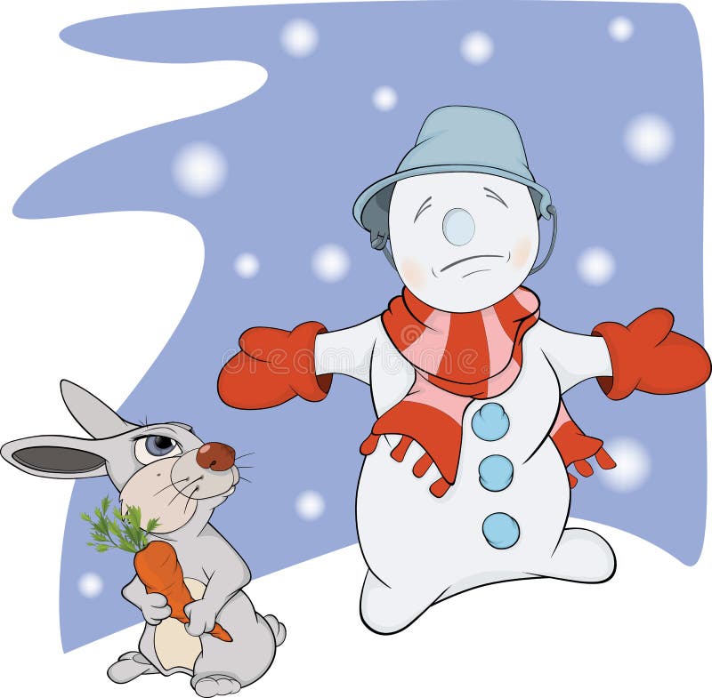 Snowball, Rabbit and a Carrot. Cartoon Stock Vector - Illustration of ...