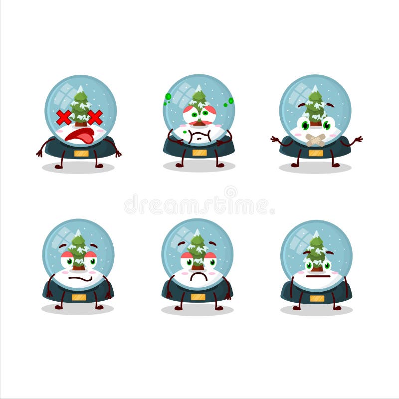 Snowball with Tree Cartoon Character with Sad Expression Stock Vector ...