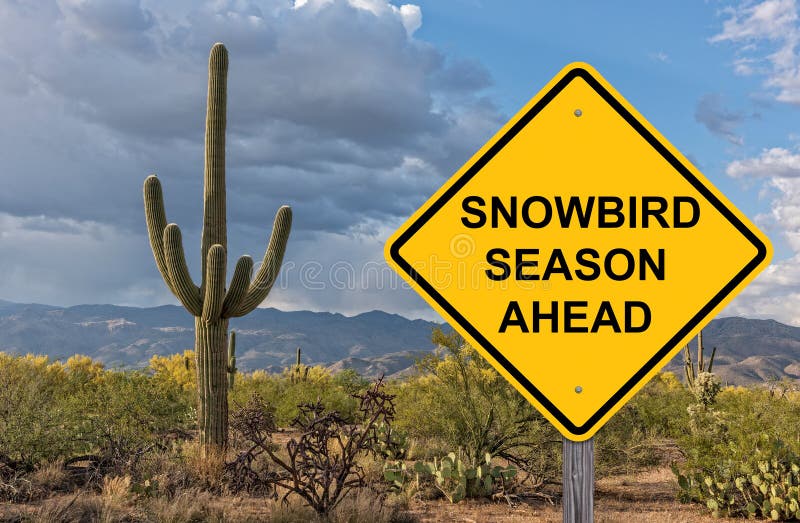 Snowbird Season Ahead Sign stock photo. Image of estate - 245176652