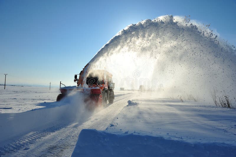 Snowblower cleaning road stock image. Image of removal - 27084803