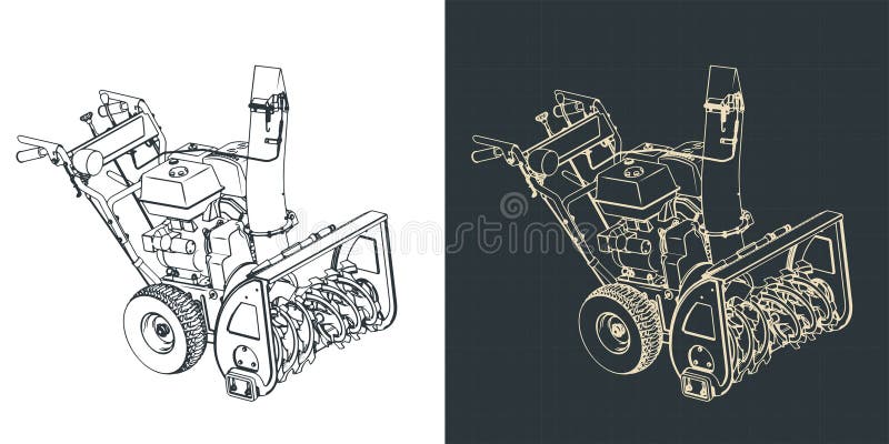 Snowblower Isometric Blueprints Stock Vector - Illustration of blowing ...