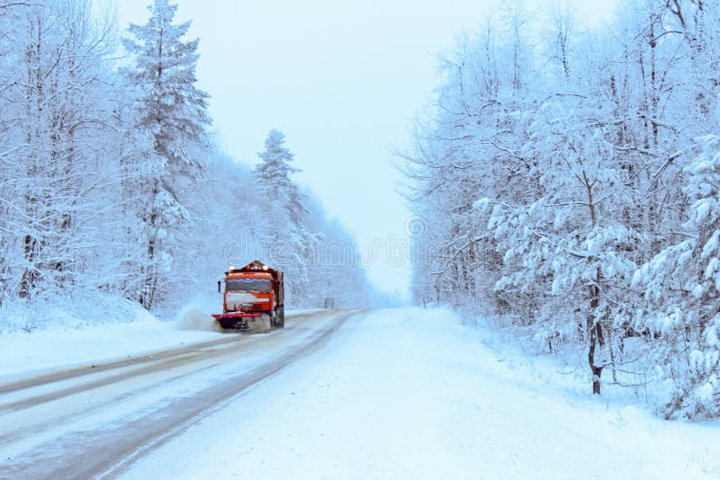 Snowblower on the road stock image. Image of special - 29749091