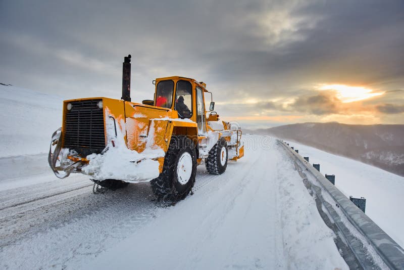 Snowblower at Work in the Mountains Stock Image - Image of excavation ...