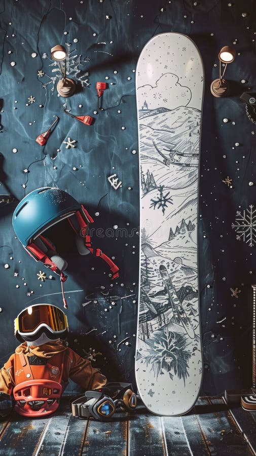 Snowboard with Artistic Design in Ski Lodge. Generative Ai Stock ...