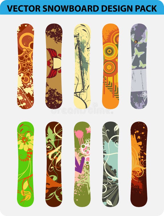 Snowboard design pack stock vector. Illustration of dragon - 25386328