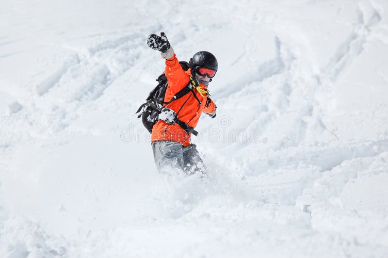 Snowboard Freerider in the Mountains Stock Image - Image of dangerous ...
