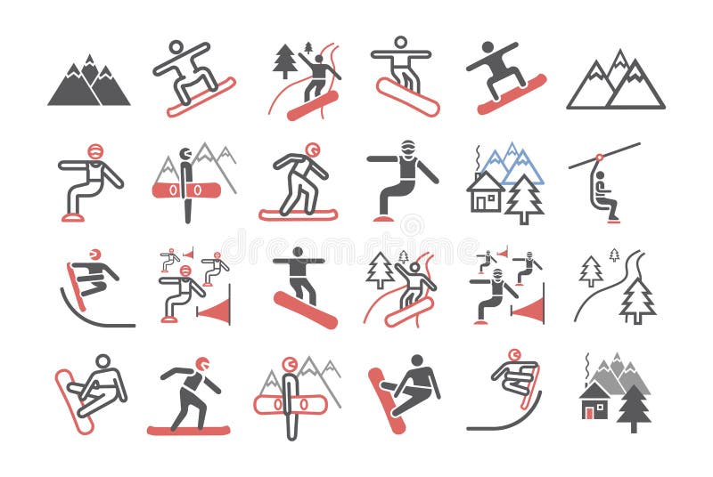 Snowboard Icons. Vector Signs for Web Graphics. Stock Vector ...
