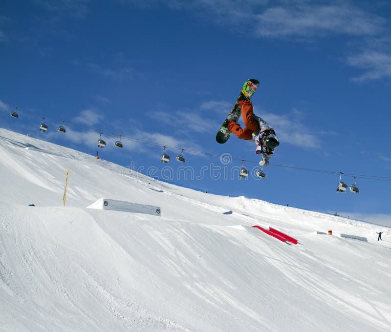 Big snowboard jump stock photo. Image of single, person - 8198572