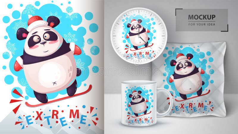 Snowboard Panda - Mockup for Your Idea Stock Vector - Illustration of ...