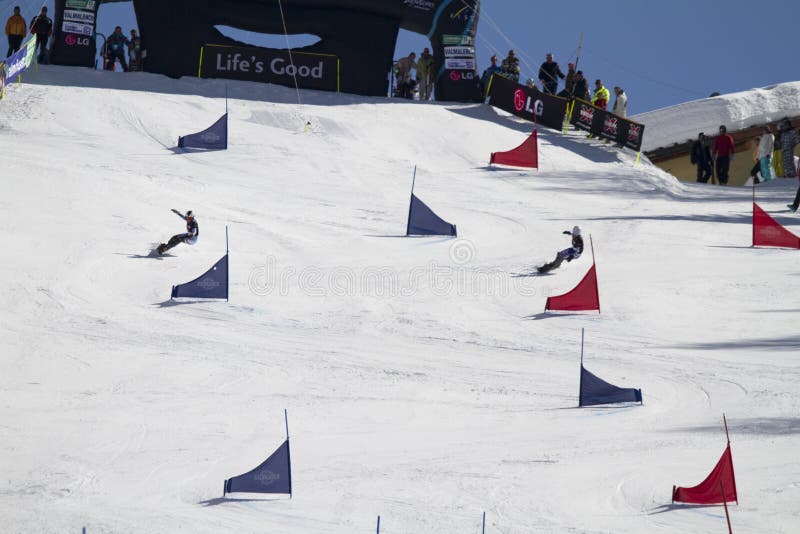 Snowboard Parallel Giant Slalom Editorial Stock Image - Image of ...