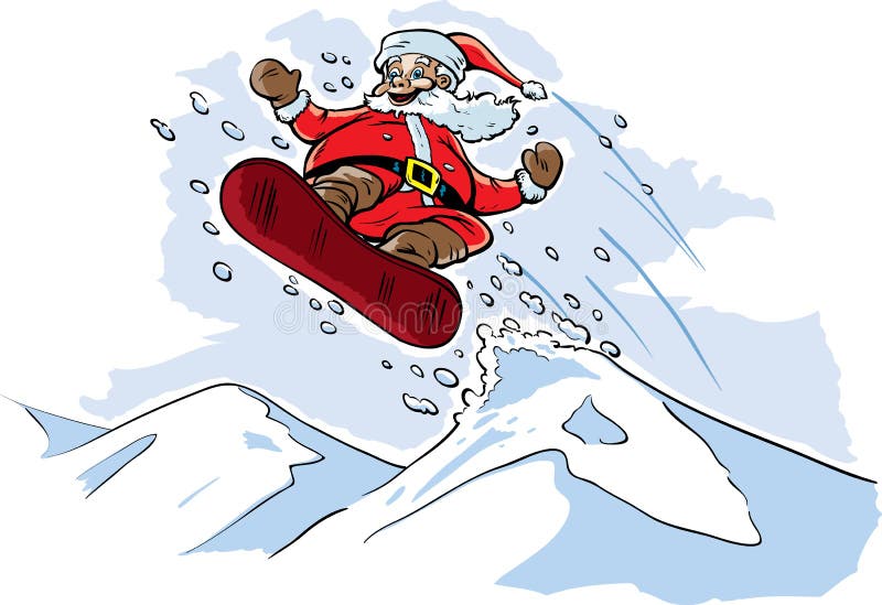 Snowboard Santa Claus Cartoon Ilustración del Vector - Ilustración de ...