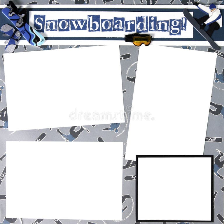 Snowboard Theme Scrapbook Frame Template Stock Illustration ...