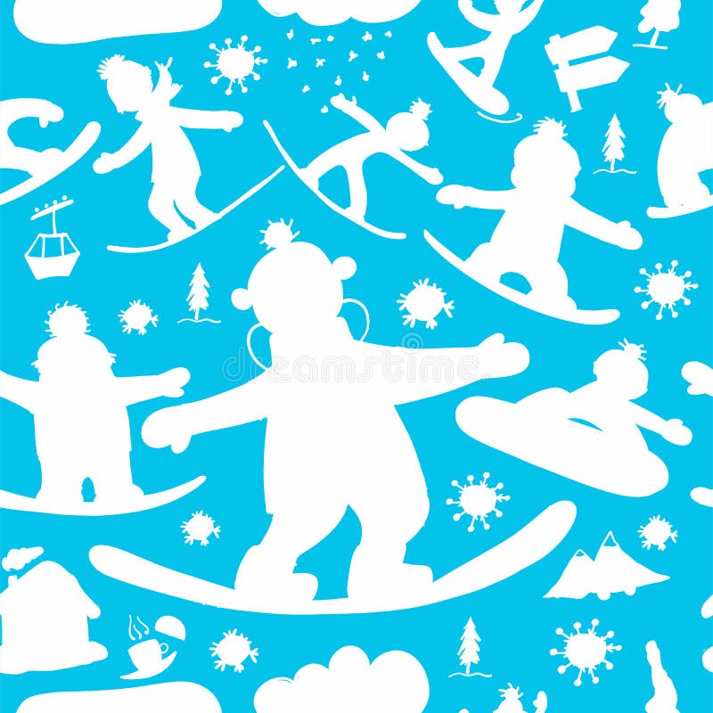 Snowboard Time, Seamless Pattern for Your Design Stock Vector ...