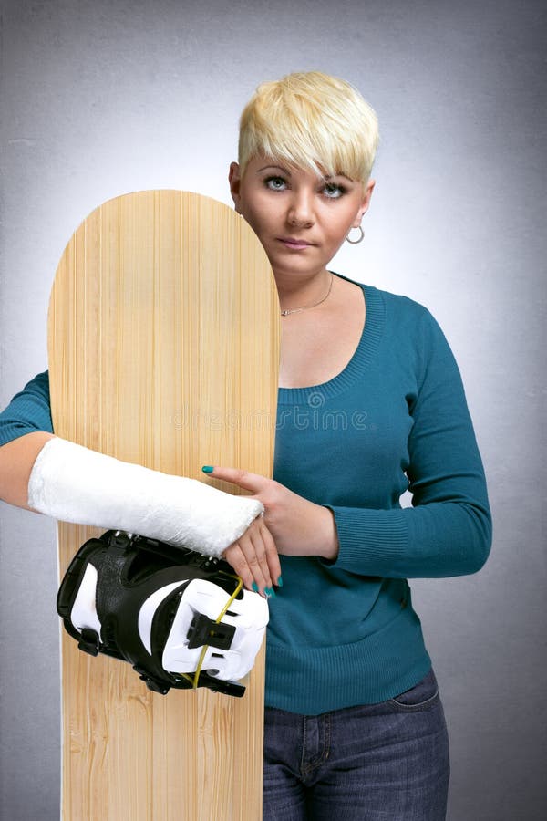 Snowboarder with Broken Arm Stock Photo - Image of orthopedic, female ...