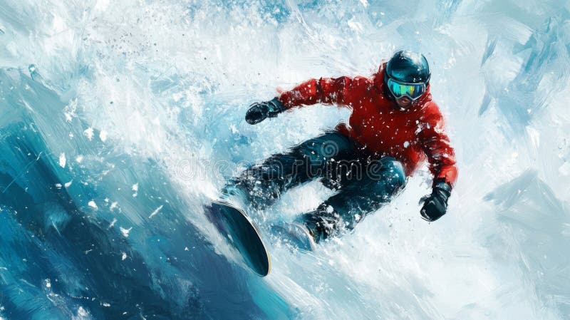 Snowboarder Carving through Fresh Powder Snow Stock Illustration ...