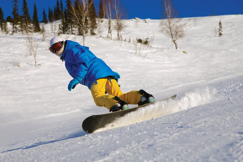 Snowboarder Doing a Toe Side Carve Stock Image - Image of slope, snow ...