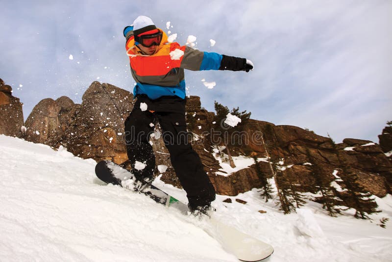Snowboarder Doing a Toe Side Carve Stock Image - Image of slope ...