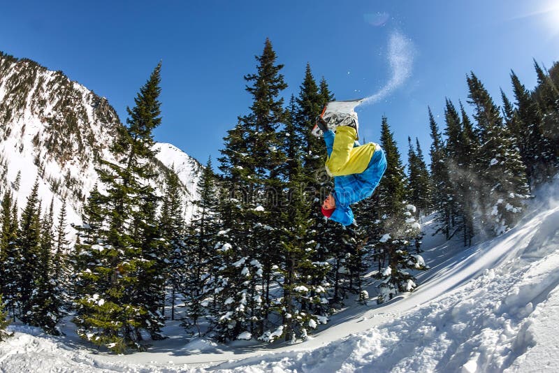 Snowboarder Freerider Jumping from Snow Ramp. Spherical 360 Vr180 ...