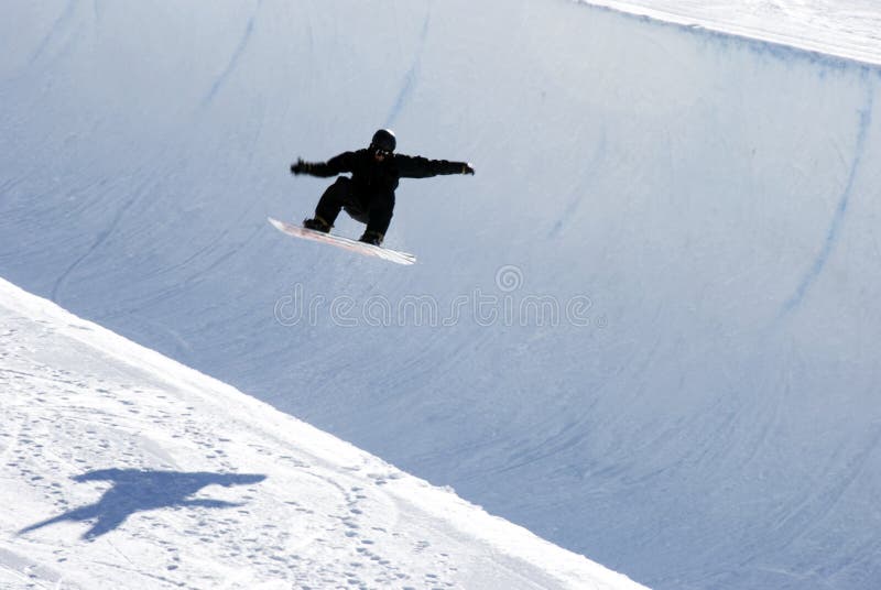 Snowboarder on Half Pipe Trail Stock Image - Image of italian, snow ...