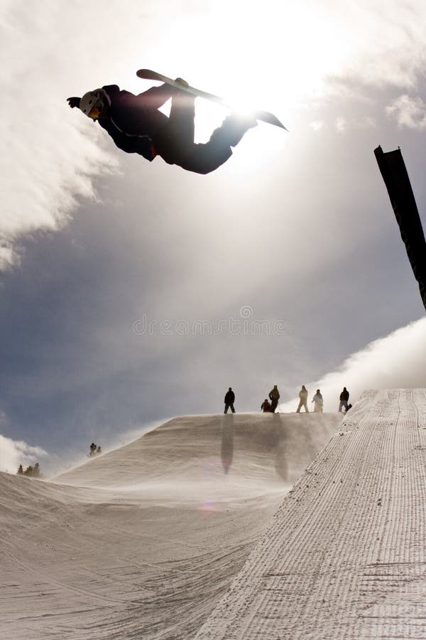 Snowboarder Jumping in Halfpipe Stock Photo - Image of blue, turn: 13512056