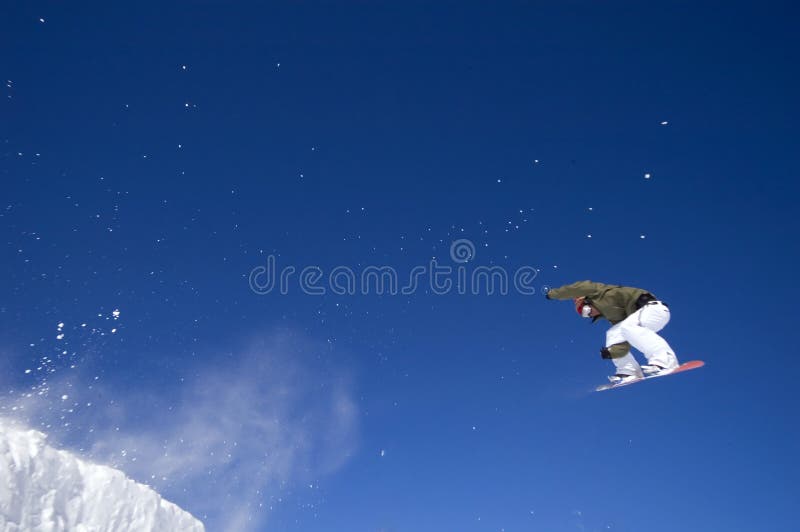 Snowboarder Jumping High in the Air Stock Image - Image of cloud, slope ...