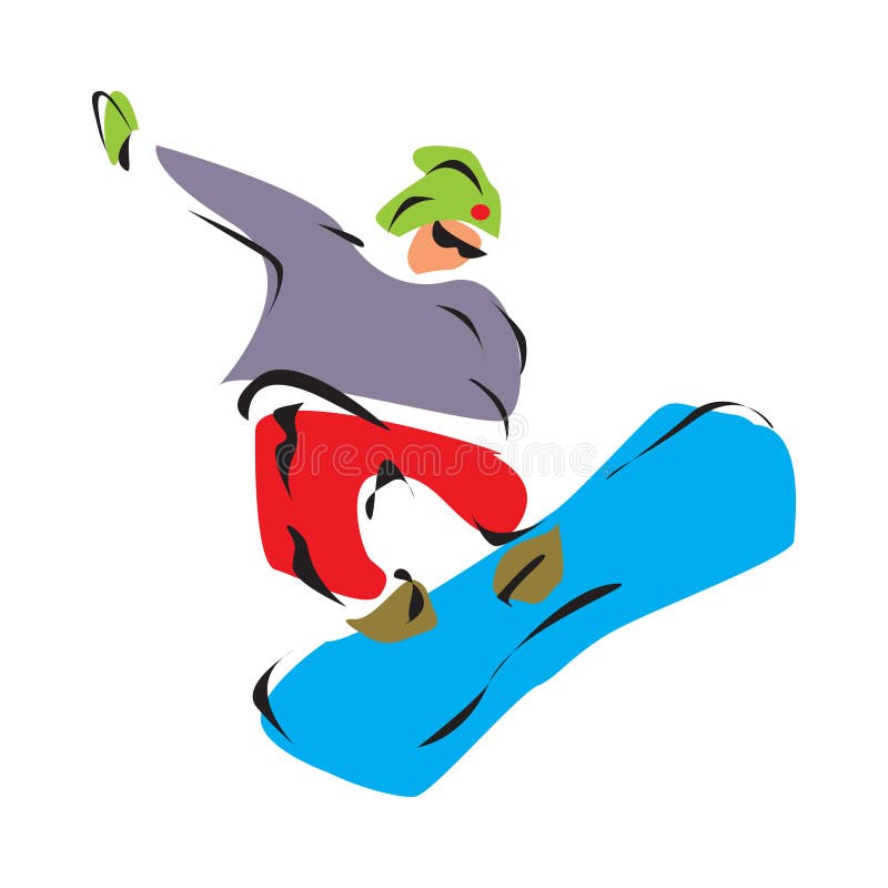 Snowboarder Jumping Sport Vector Illustration Isolated on a White ...