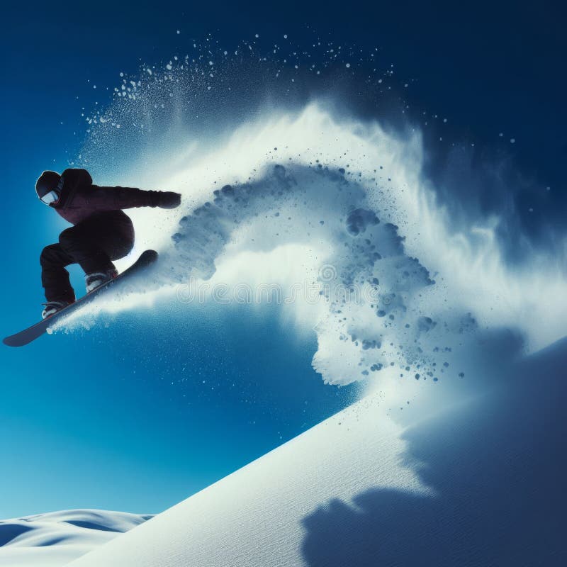 Snowboarder Makes Dramatic Leap during Downhill Run Stock Illustration ...