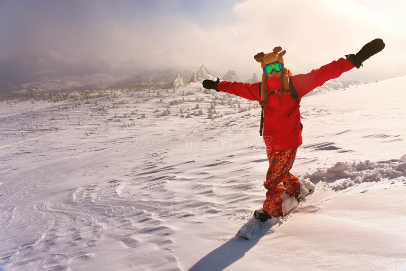 Snowboarder on the Mountain Stock Photo - Image of arms, snow: 49209132