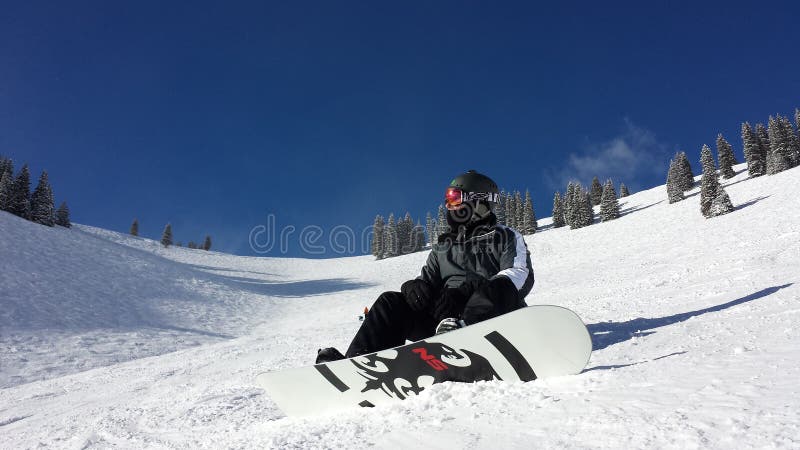 Snowboarder on Mountainside Editorial Stock Image - Image of travel ...