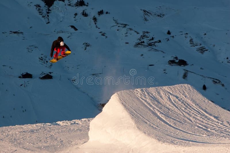 Yellow Jacket Snowboard Air Stock Image - Image of flying, snowboarder ...